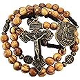 Amazon.com: Archangel Saint Michael Olive Wood Prayer Beads Catholic Rosary Bronze Pardon ...