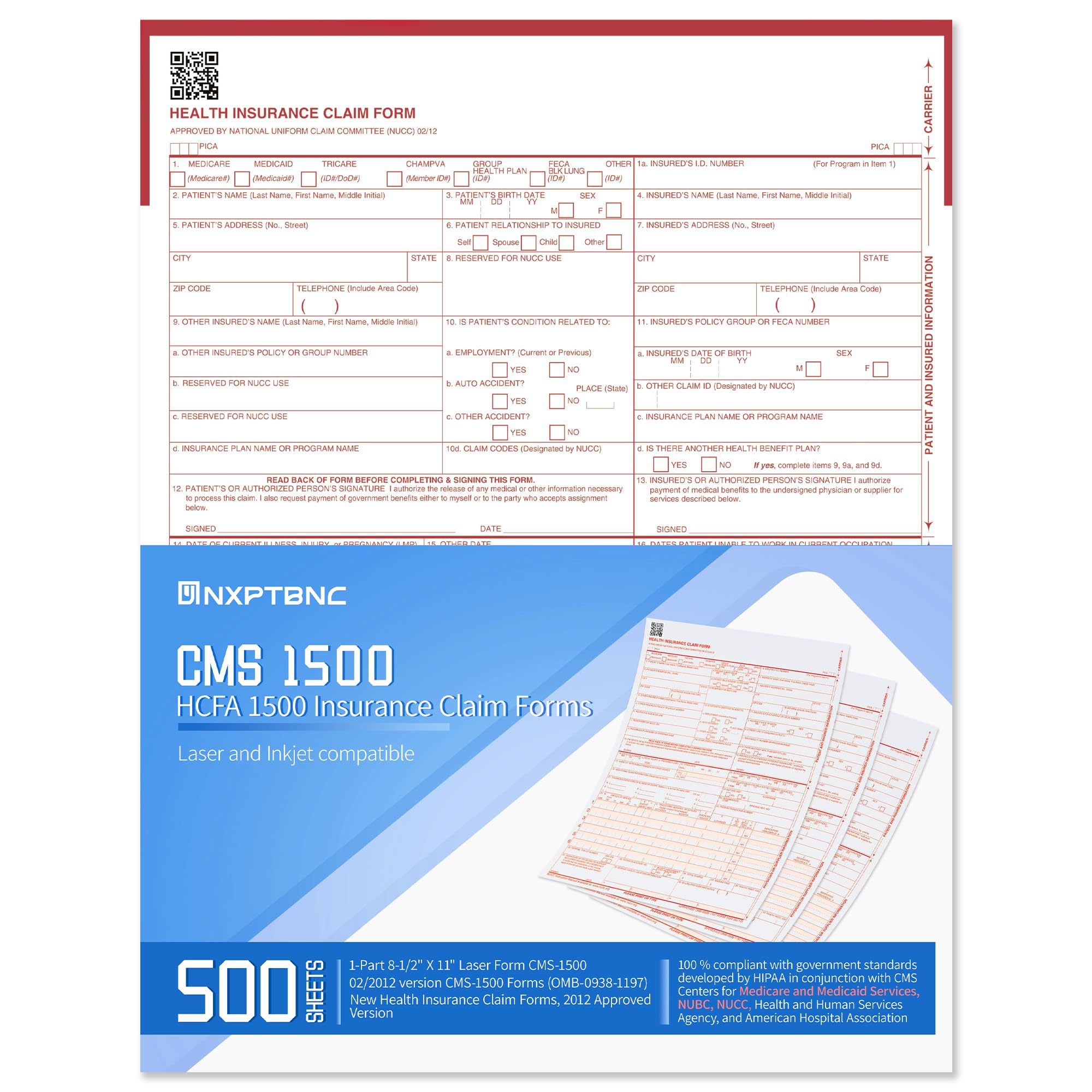 Mua 500 Sheets CMS 1500 Claim Forms,HCFA 1500 Insurance Claim Forms,New ...