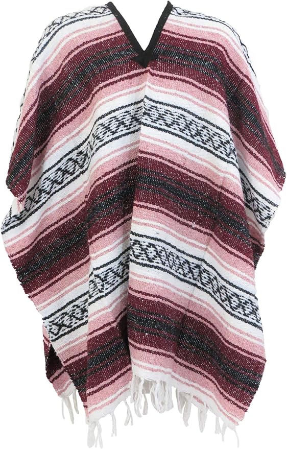 Traditional Mexican Poncho Pancho San Carlos (Burgundy-Pink): Amazon.ca ...