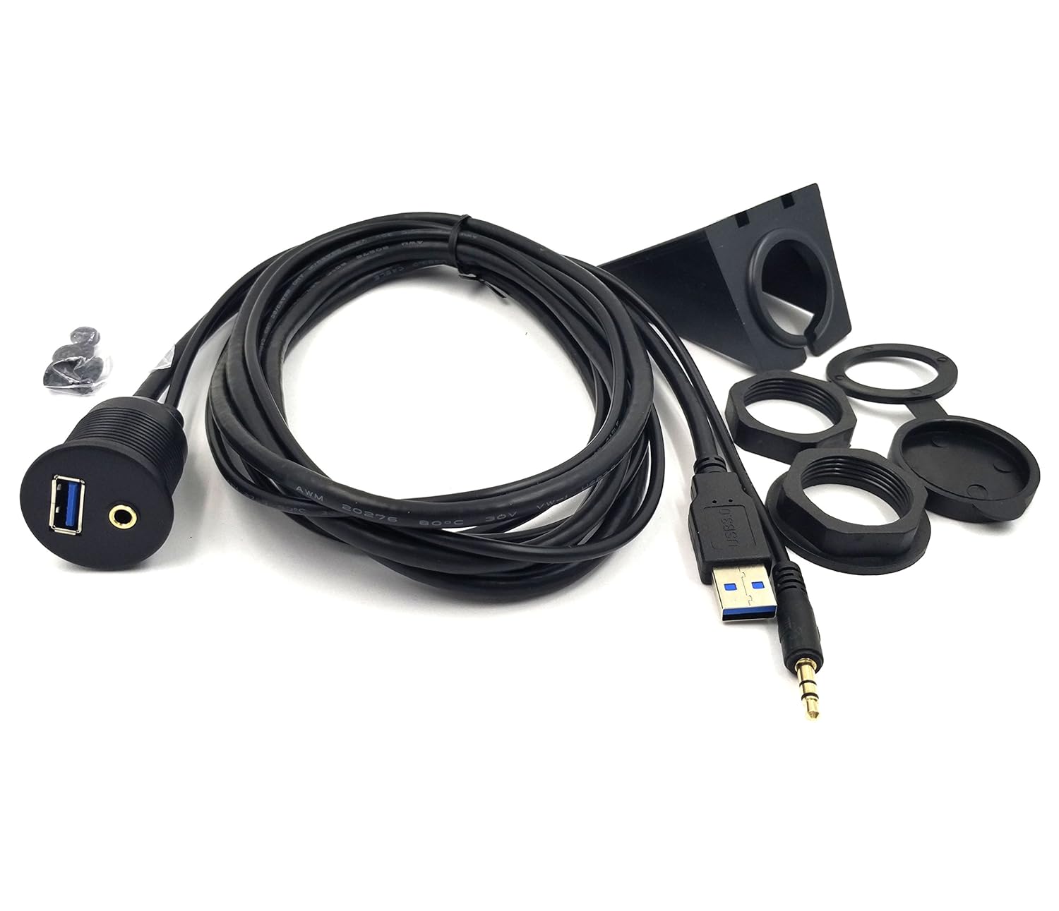 Amazon.com: Duttek USB Panel Flush Mount cable - 6.6ft USB 3.0 & 3.5MM ...