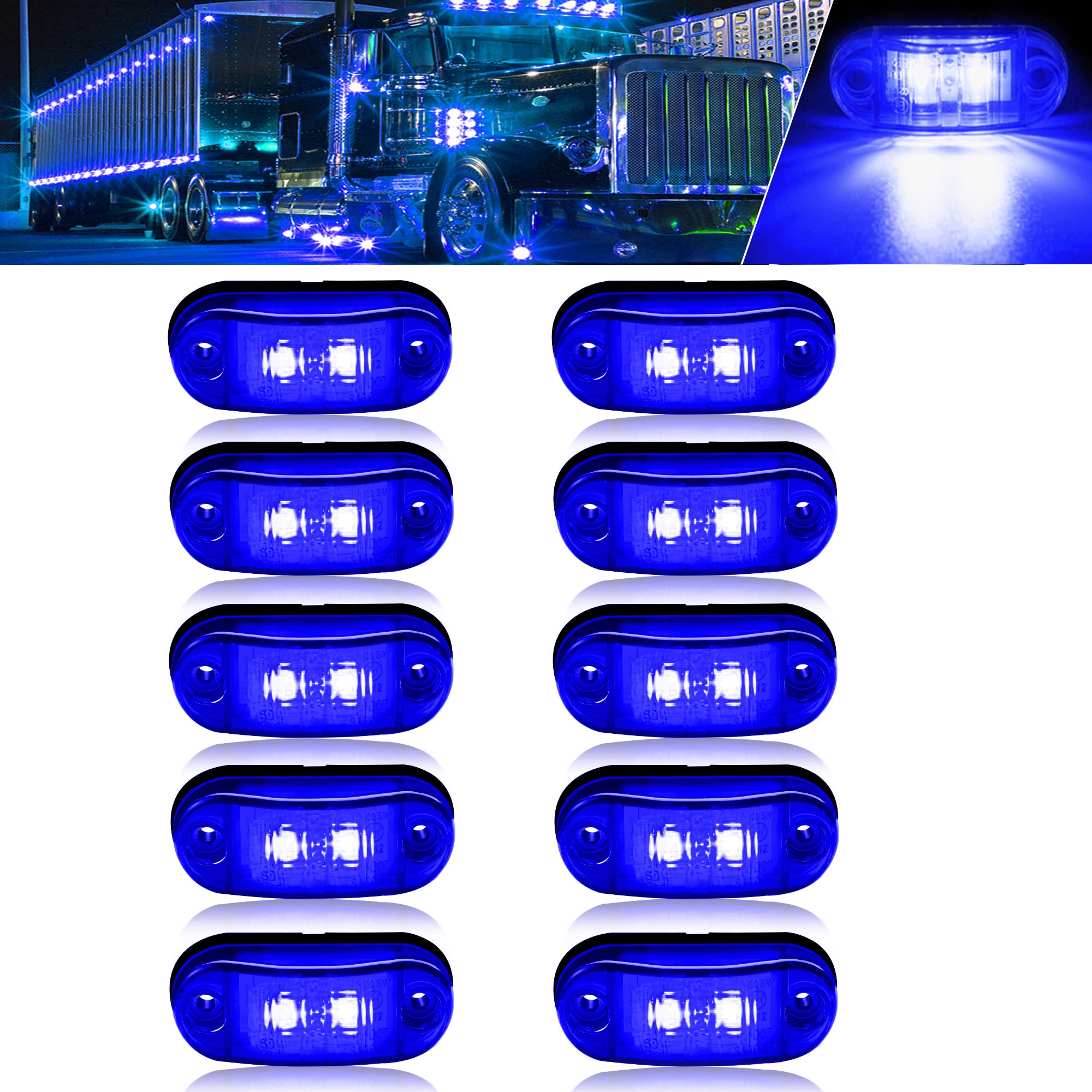 Mua ALFU 10 Pack Blue DC12-24V IP68 Waterproof LED Trailer Lights Kit ...