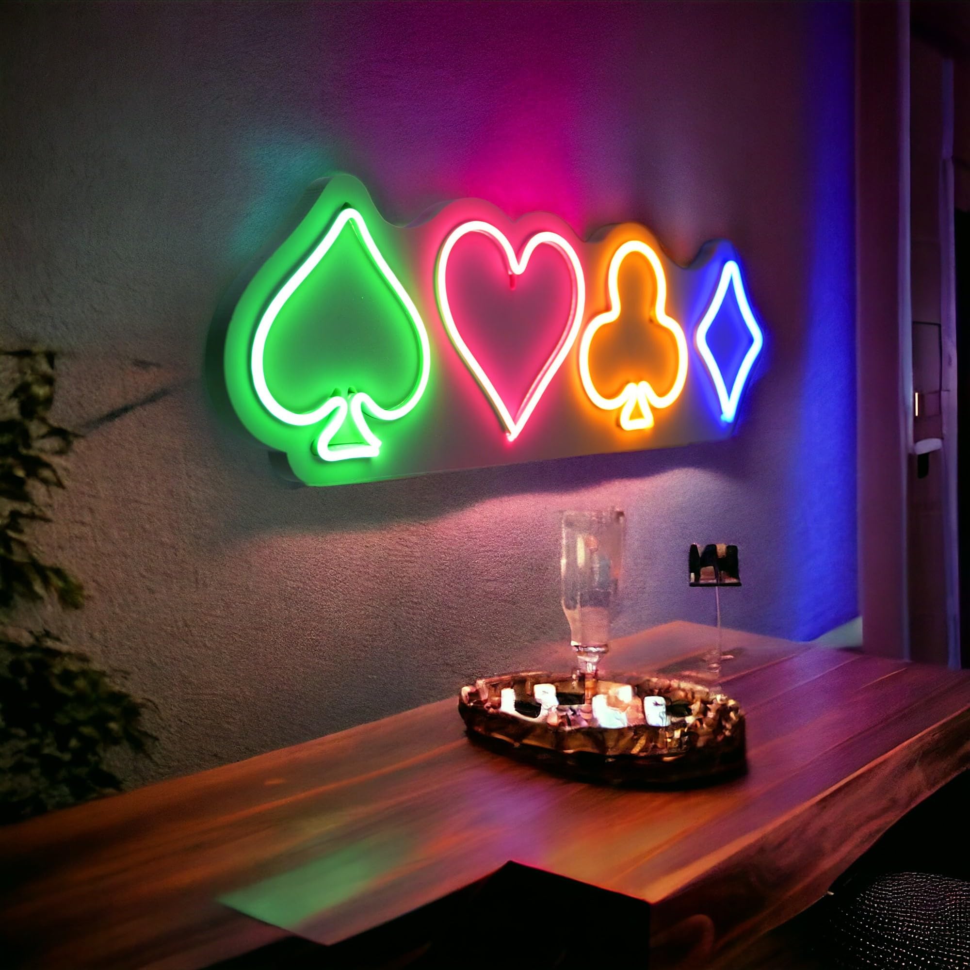 Gambler Poker Neon Sign, Handmade Playing Cards Led Neon Light Poker ...