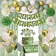 Amazon.com: Sage Green Birthday Decorations for Women Girls, Olive Green Happy Birthday Party ...
