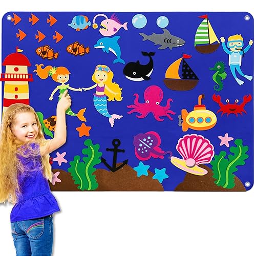 Craftstory 41 Pcs Ocean Animals Felt Board for Toddlers 3.5 Ft Under ...