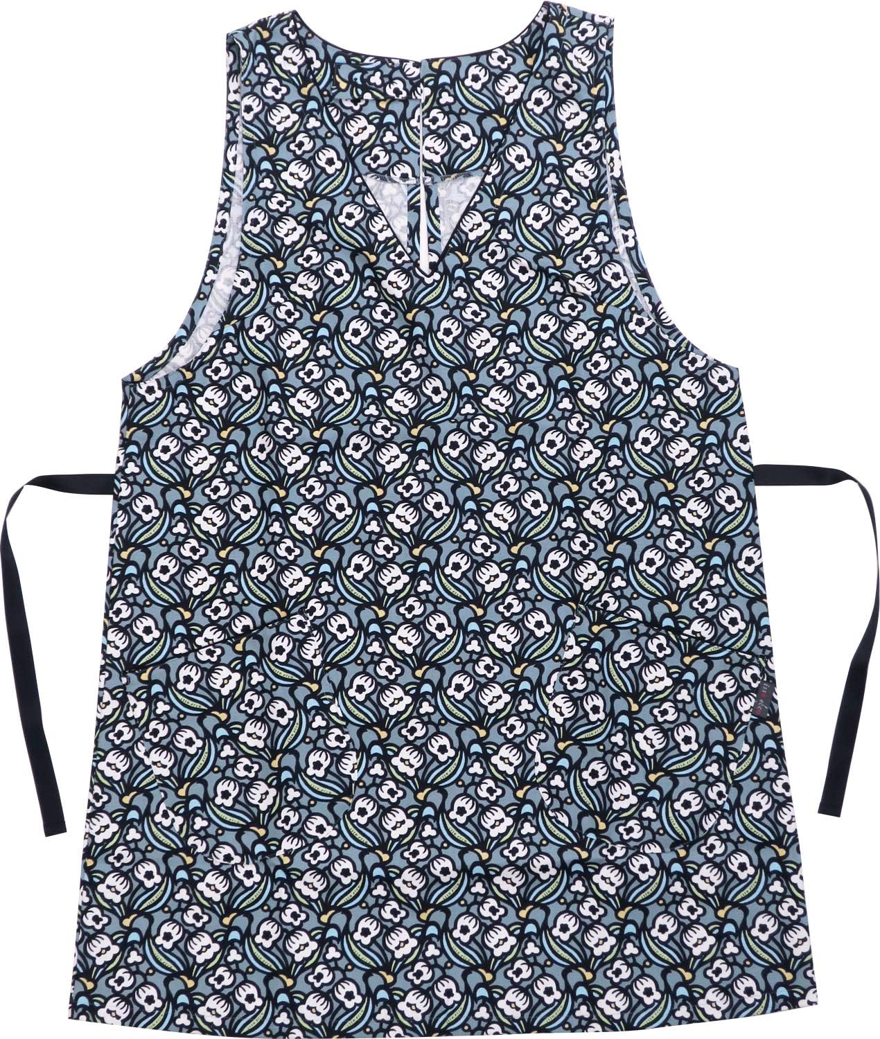 Amazon｜isso ecco(イッソ・エッコ) エプロン ワンピース すずらん フリーサイズ 日本製 (青)｜エプロン オンライン通販