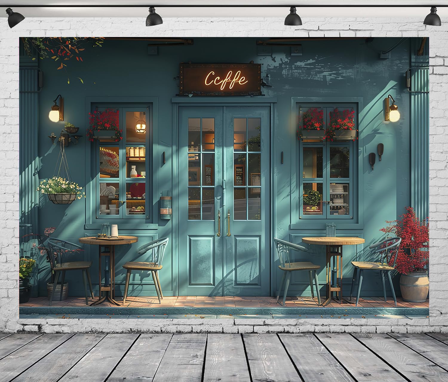 DePhoto 7x5FT Cozy Coffee Restaurant Backdrop Cafe Ice Cream Cake ...