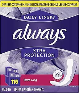 Always Xtra Protection Daily Liners, Extra Long 116 Count: Amazon.ca ...
