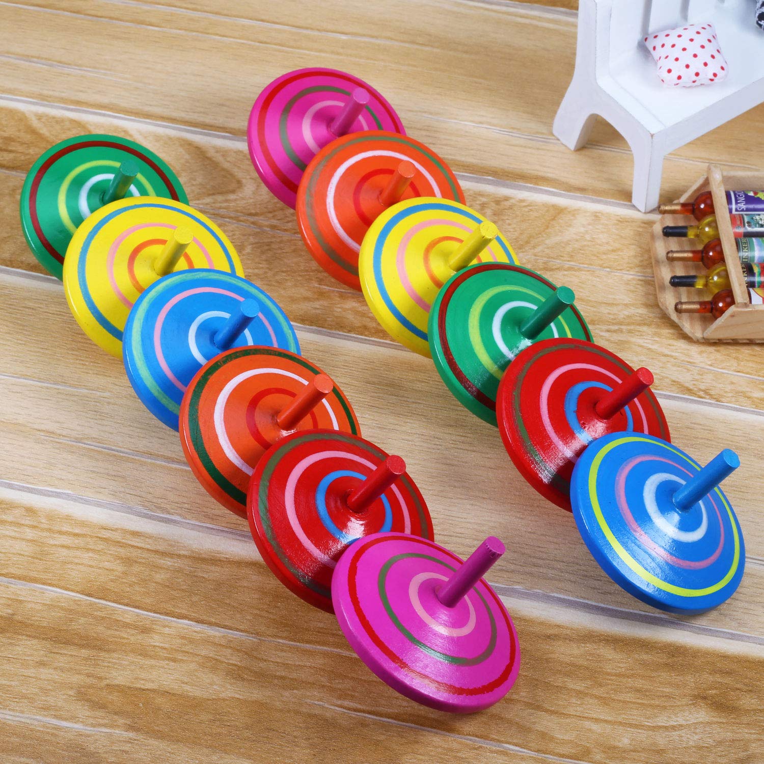 Foonii Kreisel aus Holz, 18 Stück Spielzeugkreisel aus Holz ...