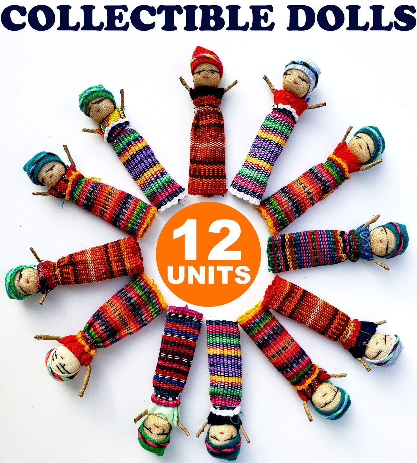 Mua 12 Super Cute Large Worry Dolls + 1 Free Guatemala Fabric Bag ...