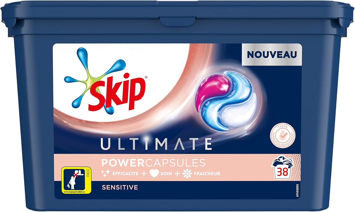 Skip Lessive Capsules Trio Ultimate Sensitive Peaux Sensibles & Bébés ...