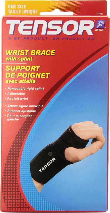 Tensor 487232 Wrist Brace with Splint , One Size, Left (Black): Amazon ...