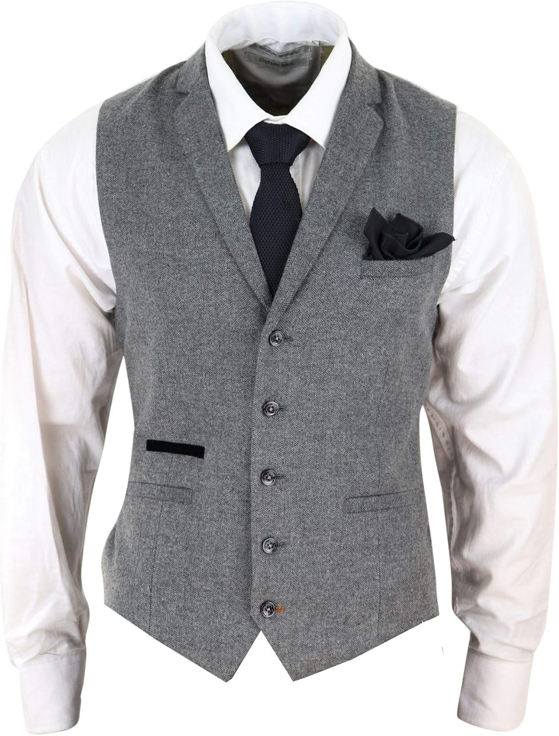 House Of Cavani Gilet Veston Homme Tweed Laine mélangée à Chevrons Gris ...