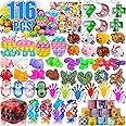 Amazon.com: 116 Pcs Pop Party Favors for Kids, Fidget Treasure Box Toys, Classroom Prizes ...
