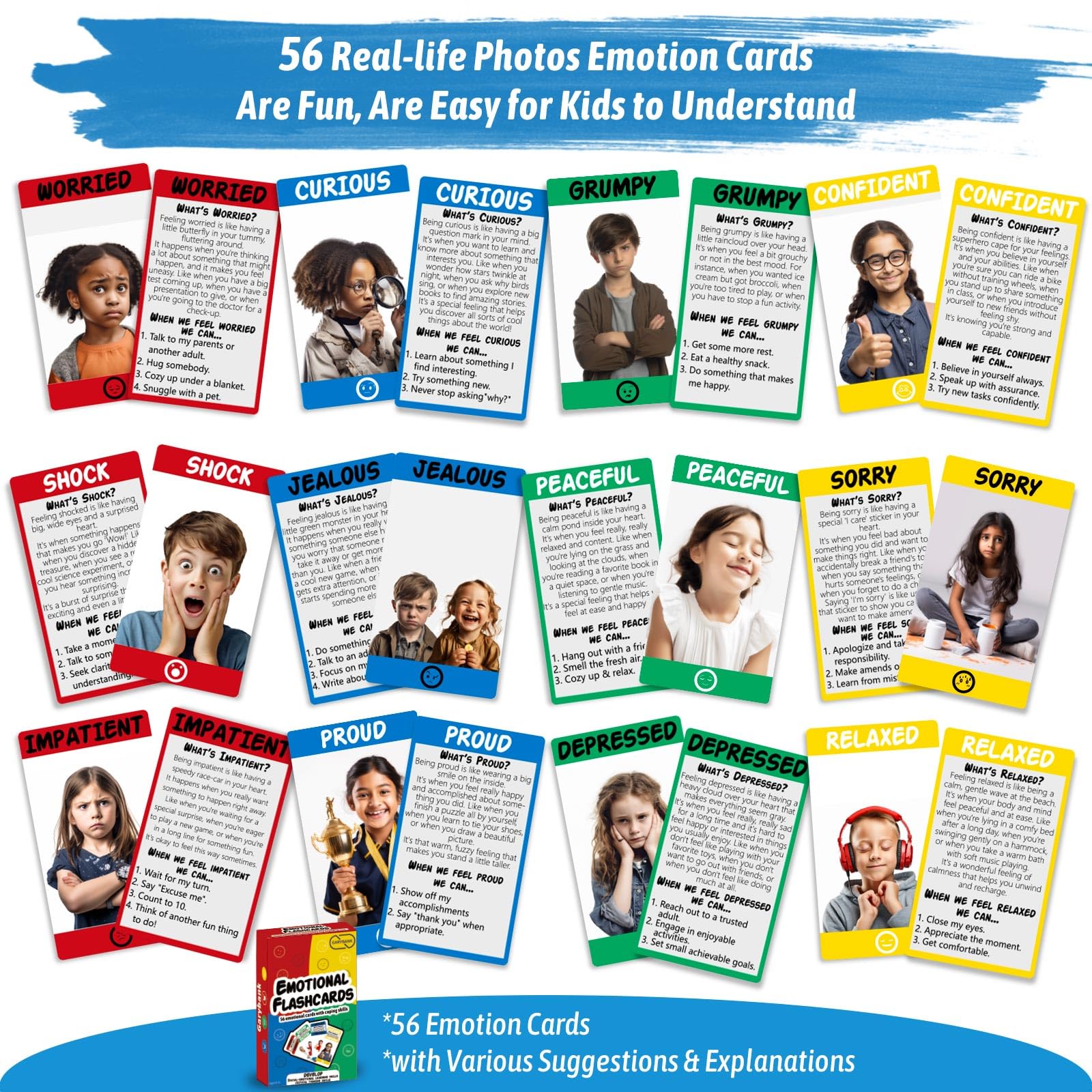 Mua Garybank Emotion Cards - 56 Social Emotions Flashcards Game for ...