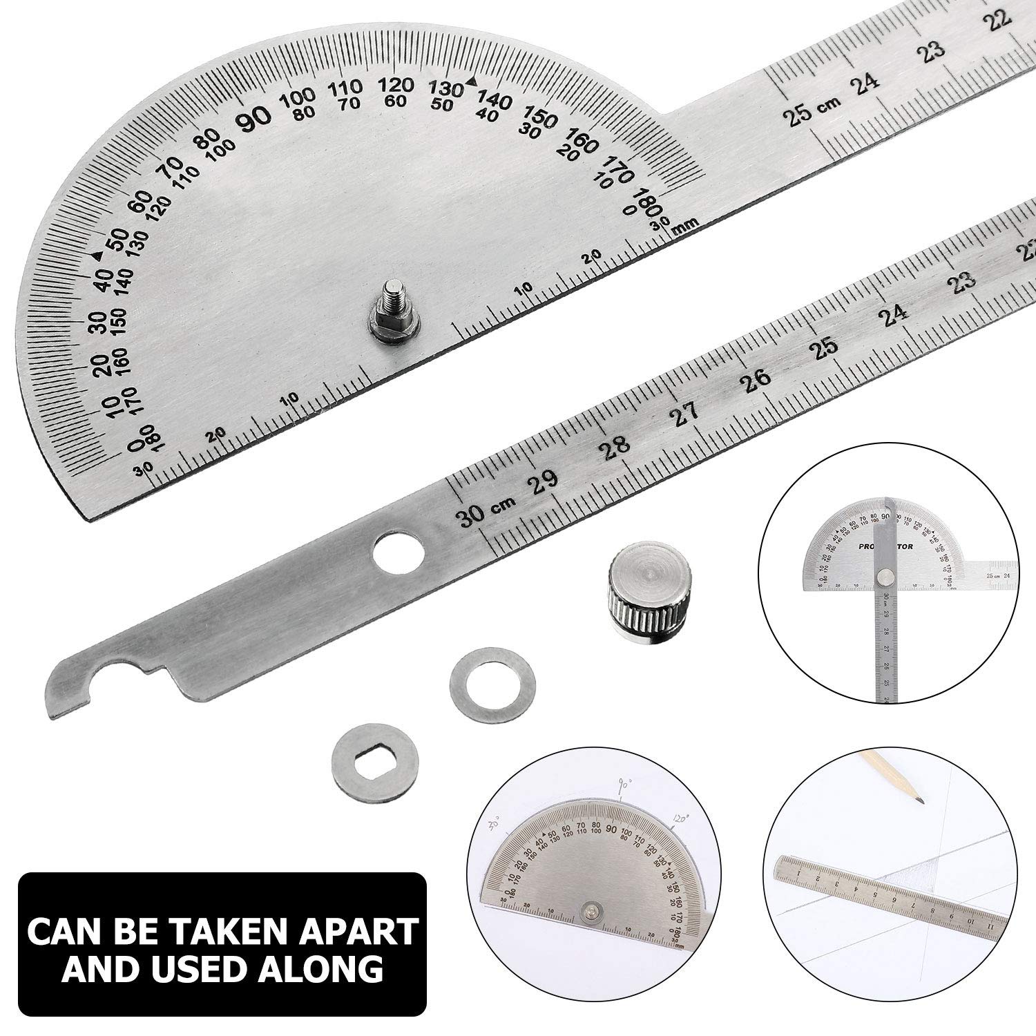 Angle Protractor Angle Finder Ruler Two Arm Stainless Steel Protractor ...