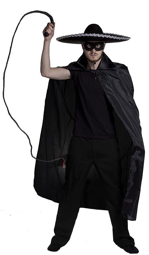 ADULTS ZORRO SET FANCY DRESS COSTUME - SPANISH BANDIT OUTFIT: 56" BLACK ...