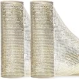 Amazon.com: Ribbli 2 Rolls Champagne Gold Metallic Mesh Ribbon ...