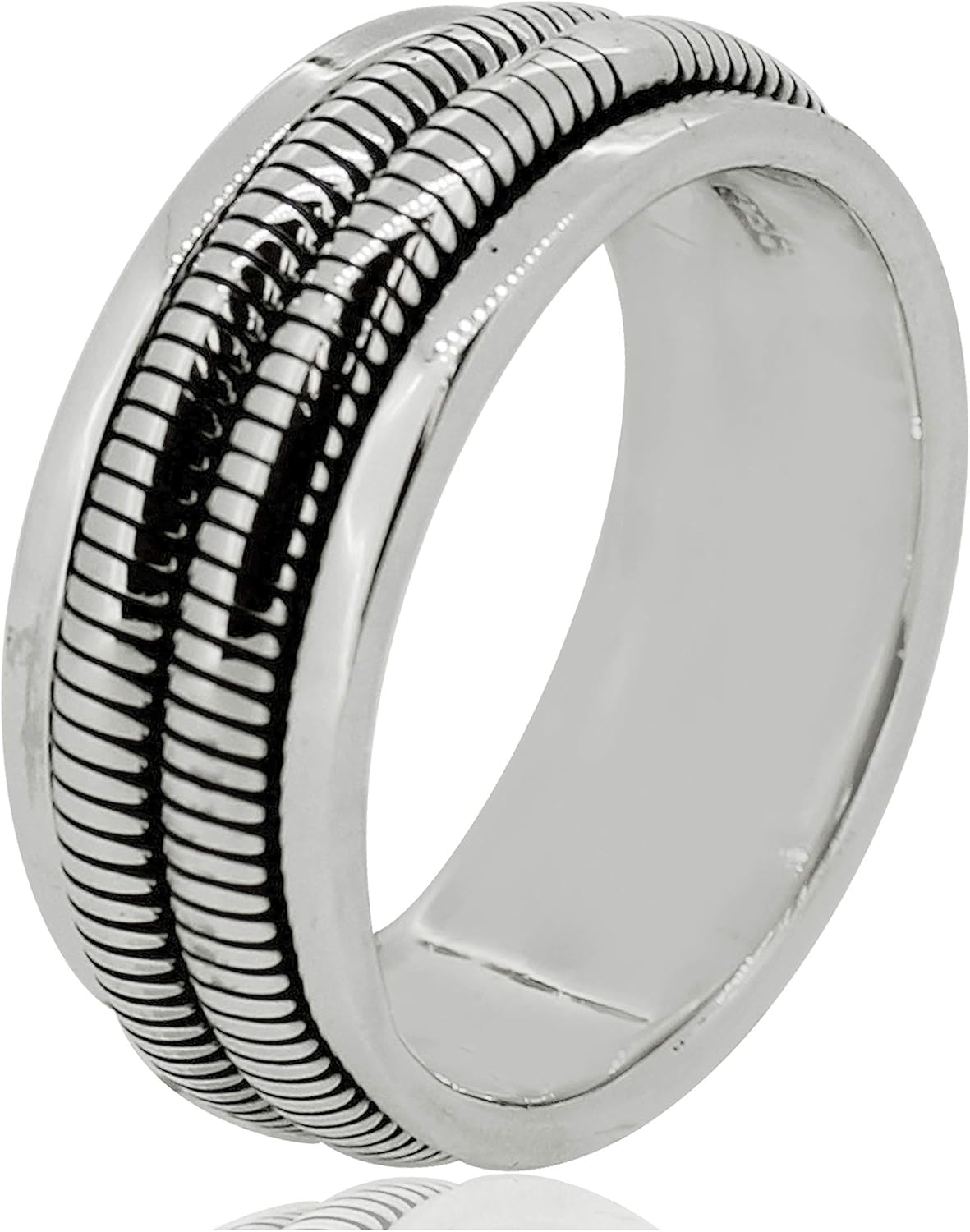 TreasureBay - Anello da uomo in argento Sterling da 8 mm di larghezza ...