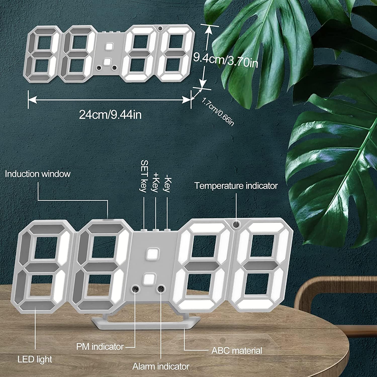 Mua 3D LED Digital Wall Clock, 9.5" Desk Alarm Clock, with 3 Adjust ...