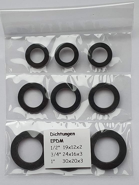 Set Flachdichtungen Gummidichtungen 1/2", G 3/4", G 1" aus EPDM für ...