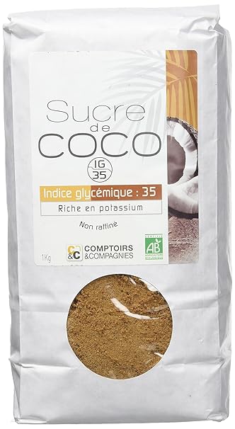Comptoirs Et Compagnies Sachet Sucre De Fleur De Coco Bio 1 Kg: Amazon ...