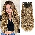 Amazon.com : Clip in Hair Extensions - 4Pcs Thick Double Weft Hair 20 ...