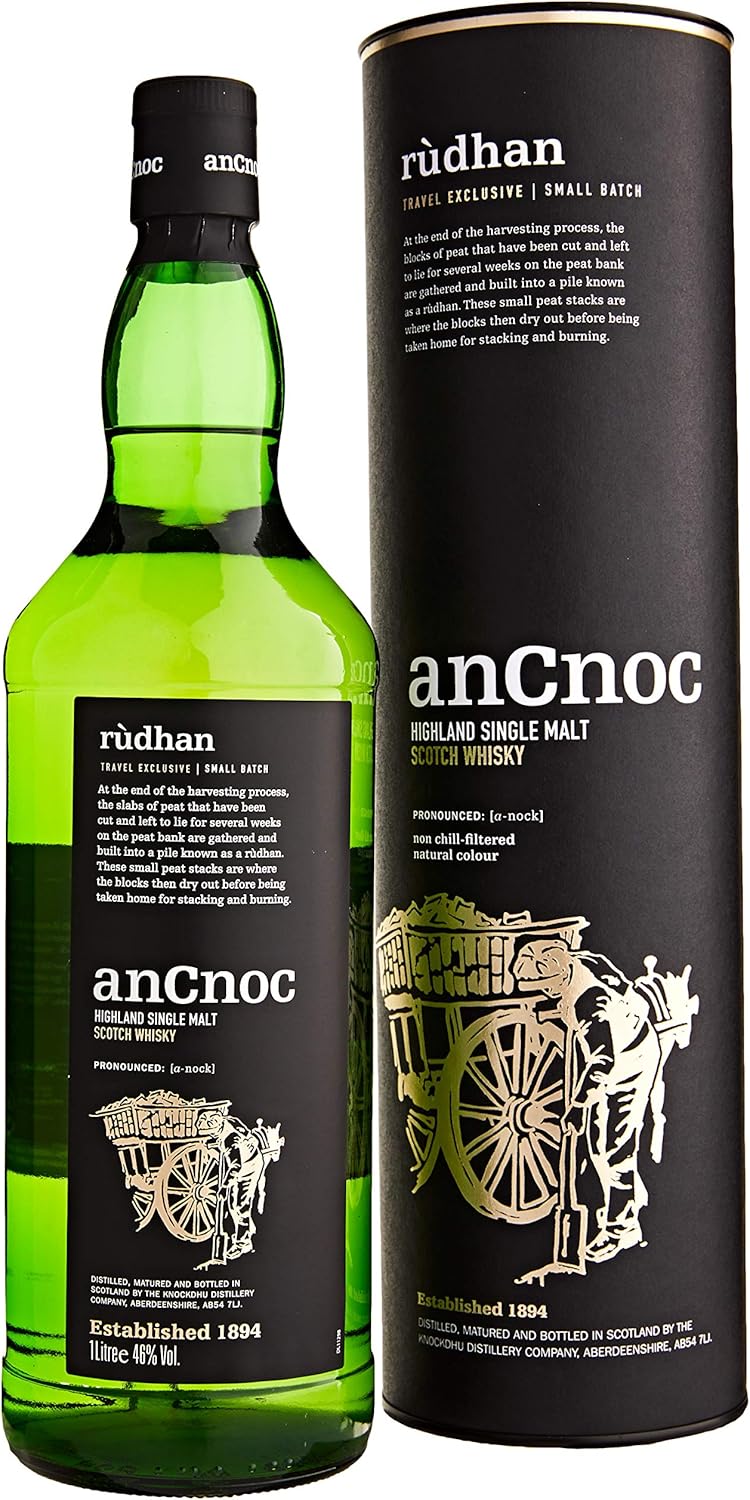 AnCnoc Rudhan Single Malt Whisky 1 L: Amazon.fr: Epicerie