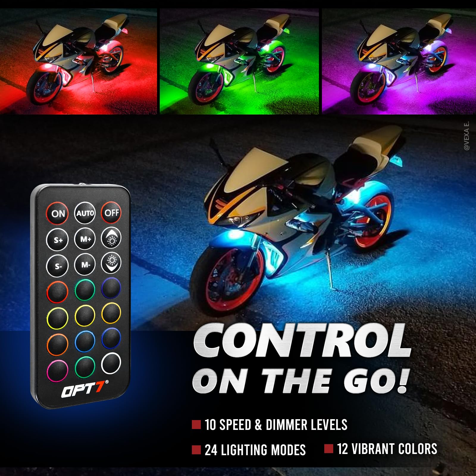 Mua OPT7 Aura Pro 14pcs Motorcycle RGB LED Strip Lights with App ...