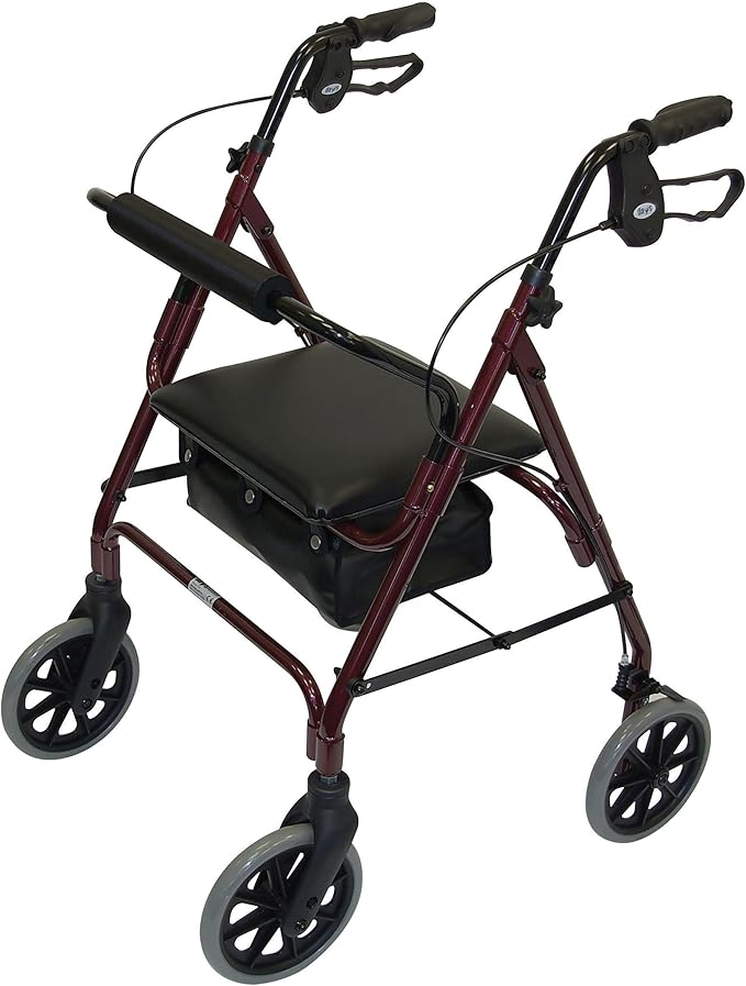 Days Lightweight Folding Four Wheel Rollator Walker with Padded Seat ...