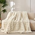 Amazon.com: COOVA Faux Rabbit Fur & Flannel Throw Blanket 60x80 Inch ...