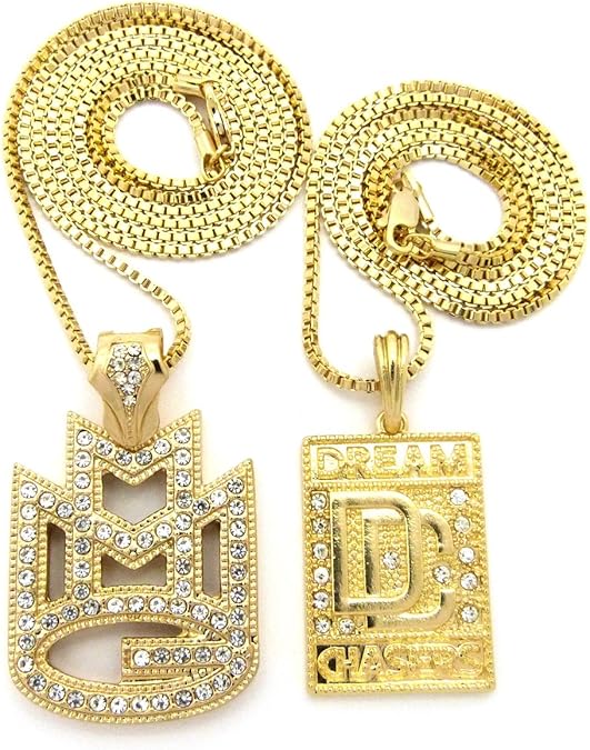 NEW DREAM CHASERS & MMG MUSIC GROUP PENDANT &BOX CHAINS NECKLACE SET ...