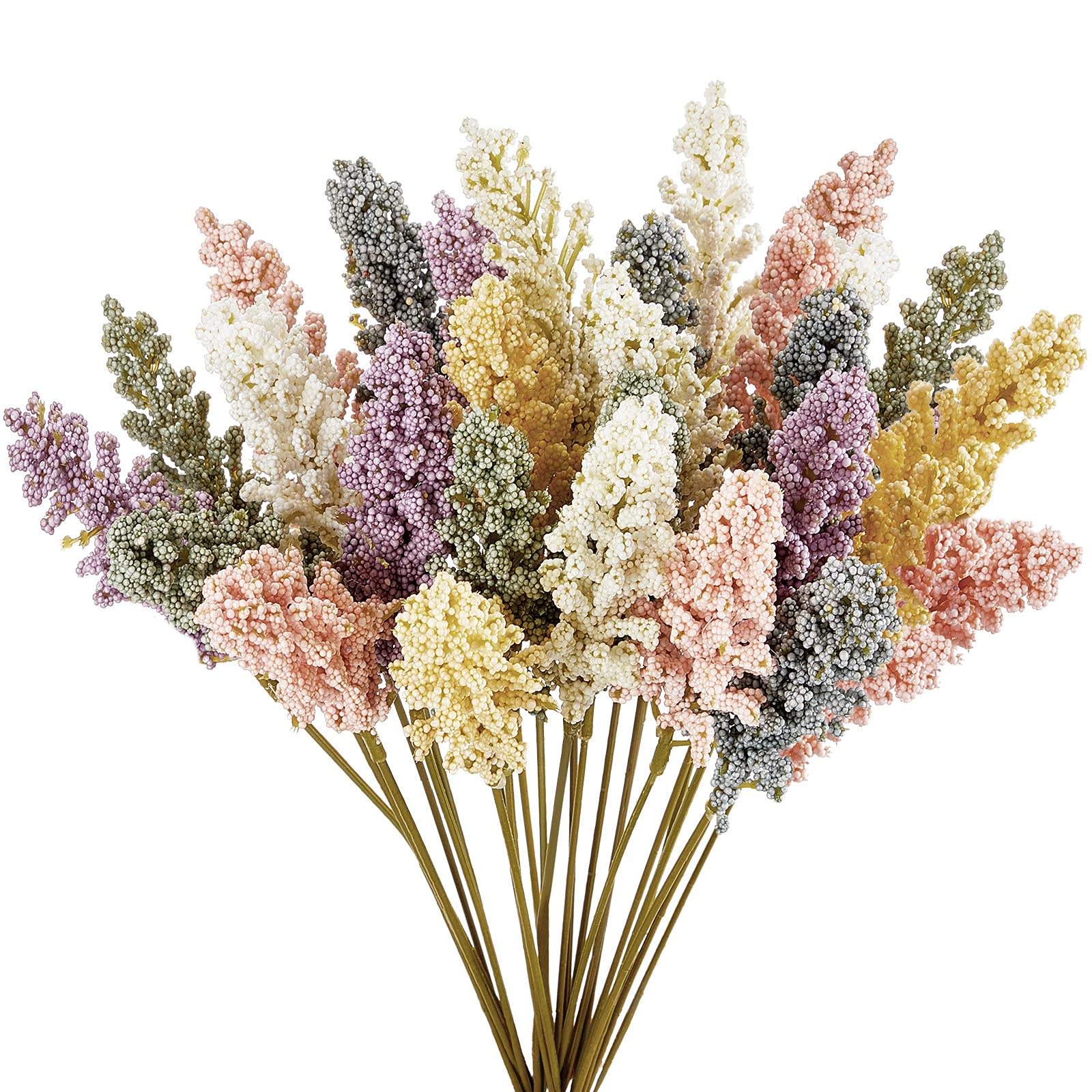 24 Pcs Spring Artificial Breath Flowers Pastel Foam Berry Spike Picks ...
