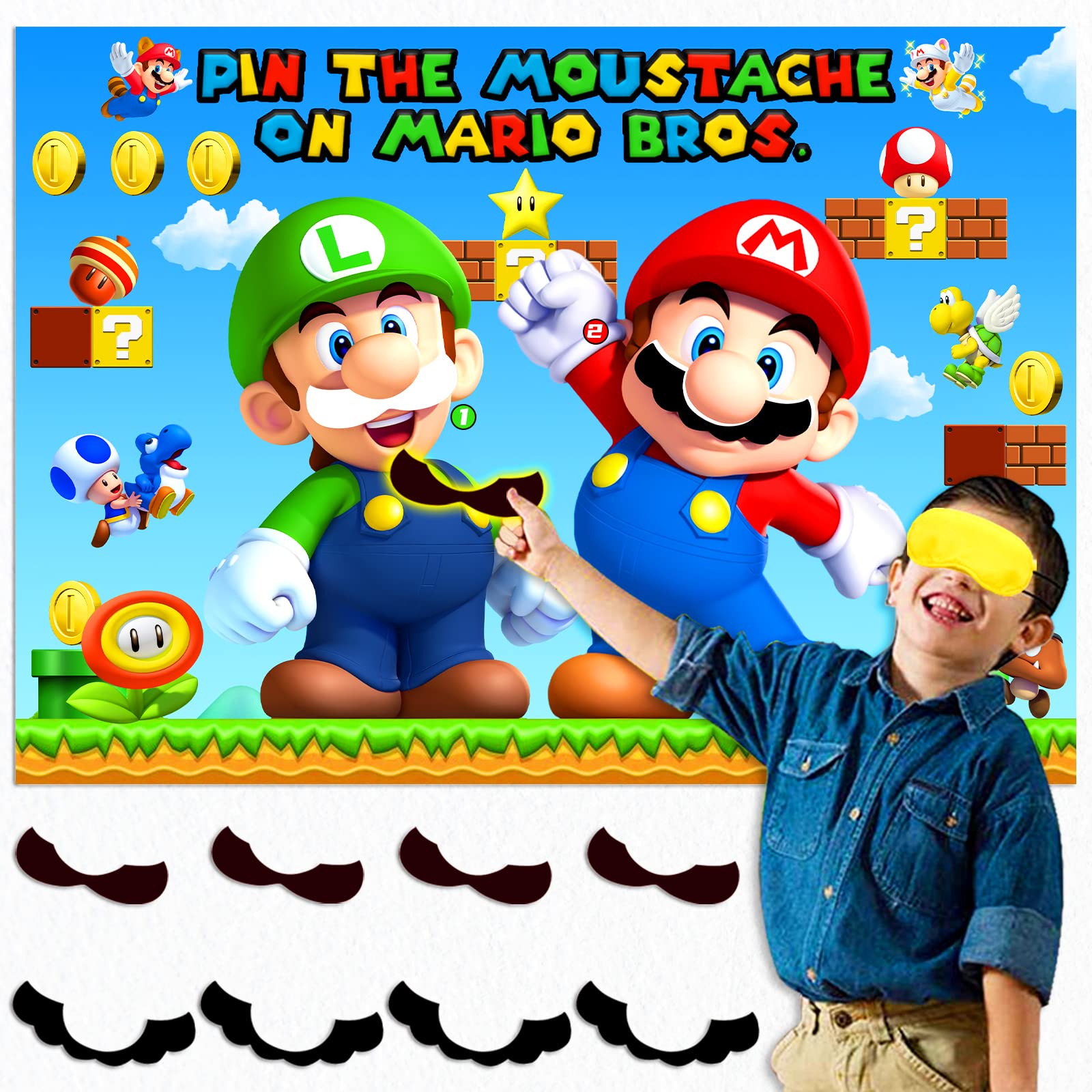 Mua Pin The Moustache on The Bros Party Game, Reusable Stickers and ...