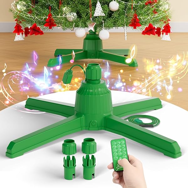 Musical Rotating Christmas Tree Stand, Adjustable 360° Spinning ...