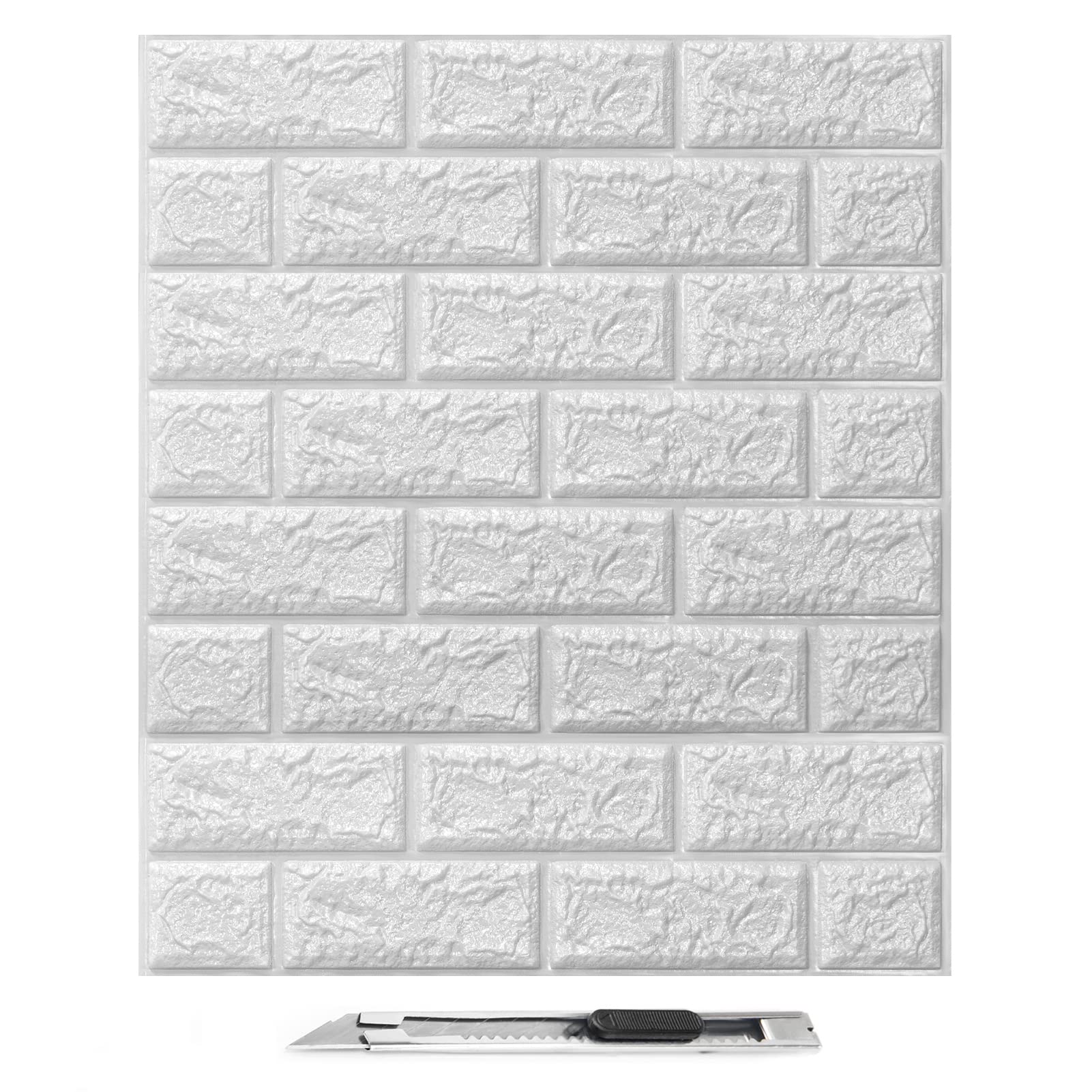 Art3d 30Pcs 3D Brick Wallpaper in White, Faux Foam Brick Wall Panels ...