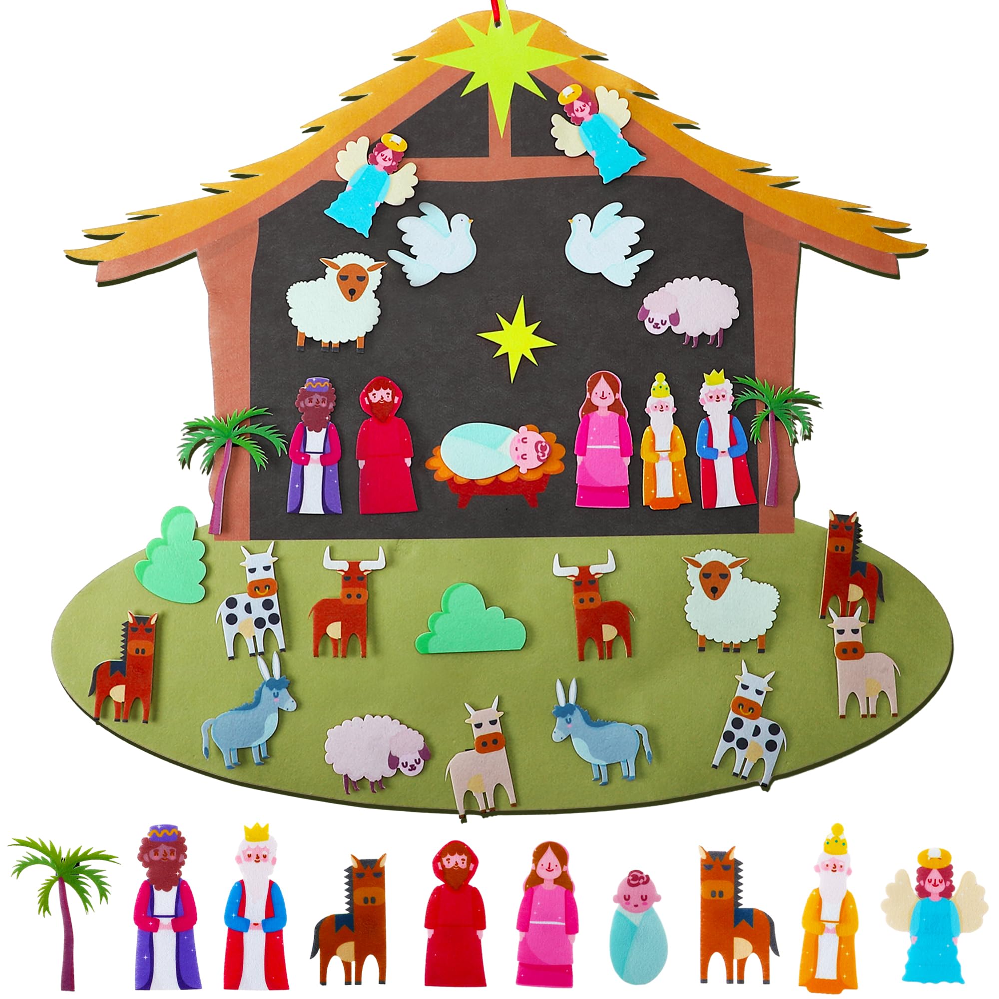 Enhon DIY Felt Christmas Tree Set, Felt Nativity Advent for Christmas ...