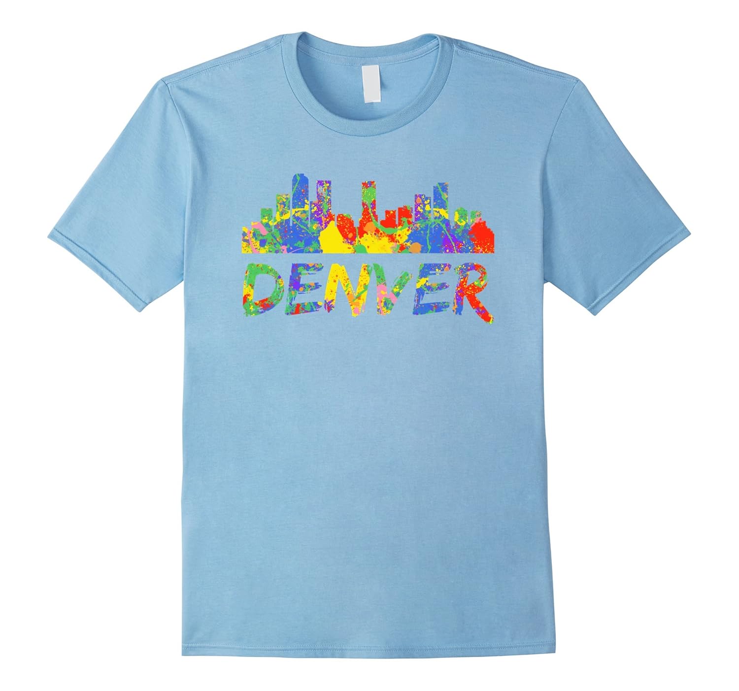 Denver Colorado Shirt Vintage Skyline Paint Splatter T-Shirt