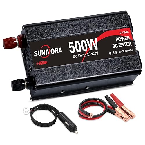 500 Watt Power Inverter 12V DC to 110V/120V AC 60HZ 1000 Watt(Peak ...