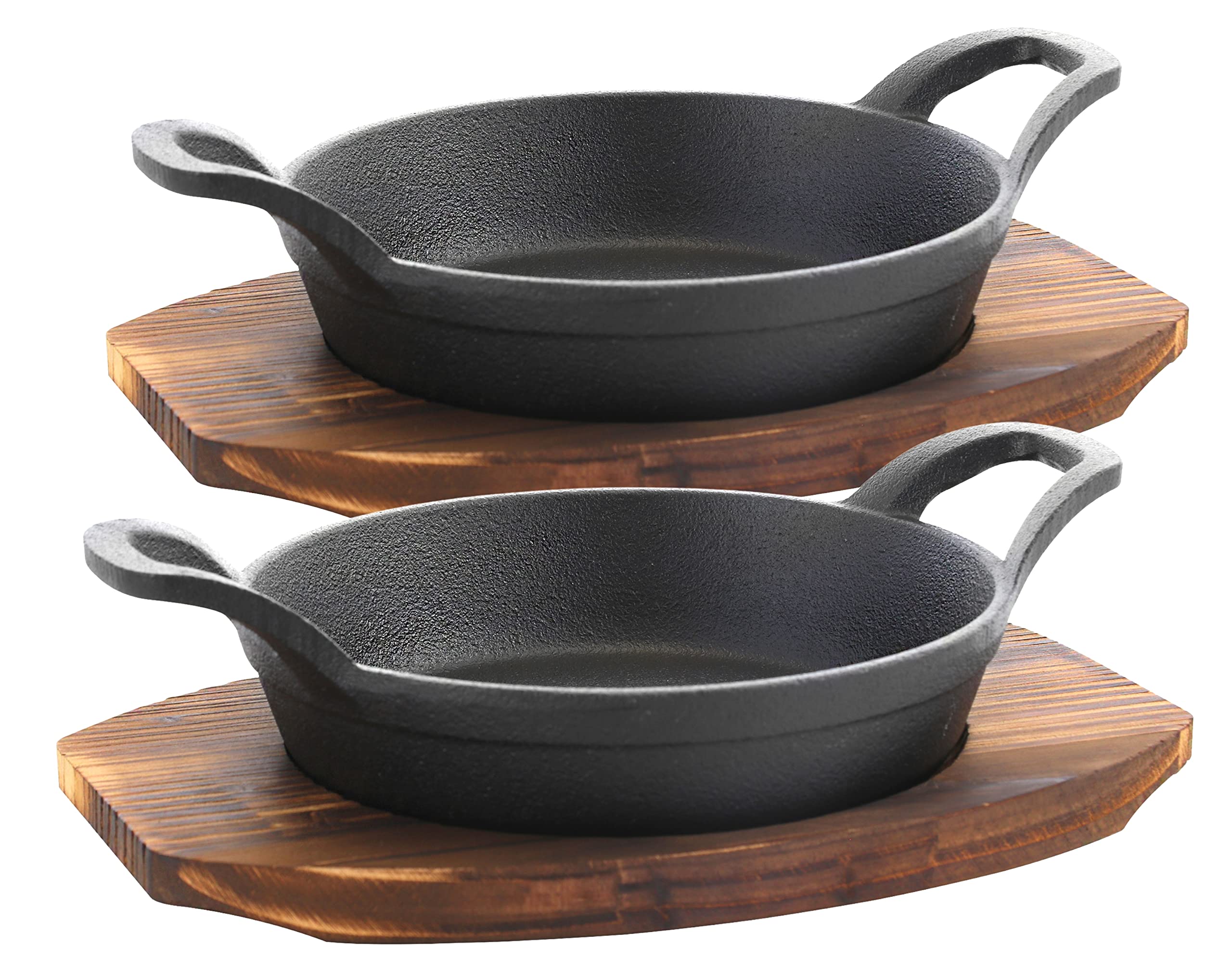 Bruntmor Mini Cast Iron Sizzler Plates Skillet Set Of 4. Round Fajita ...