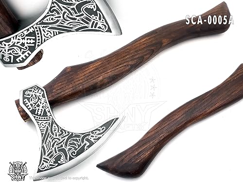 SHINY CRAFTS-Axes Berserker Axe Hatchet Tomahawk Norse Axe-Valhalla Wolf & Vegvisir Viking Axe ...