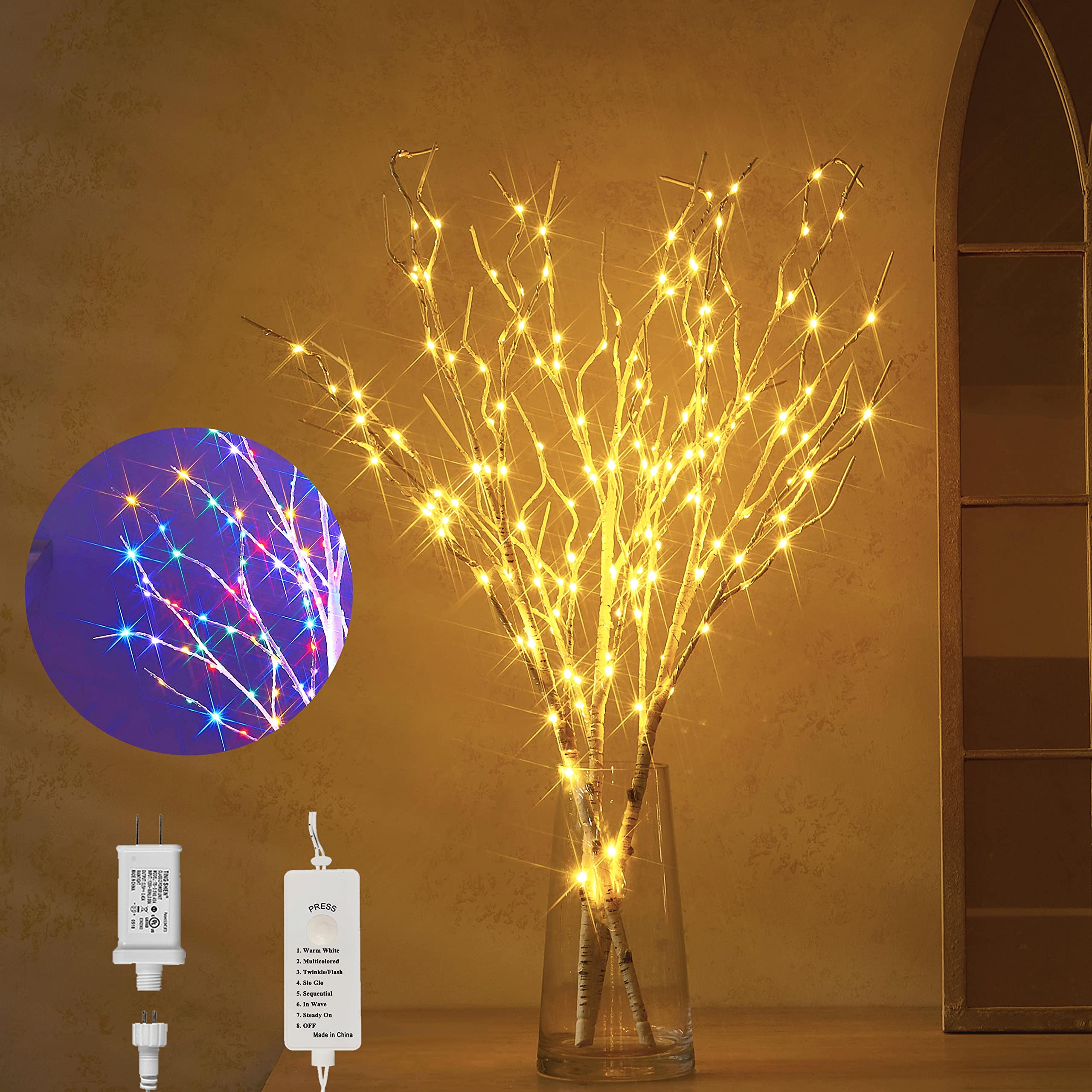 Hairui Lighted Branches 150L 8 Functions Warm White and Multicolor ...