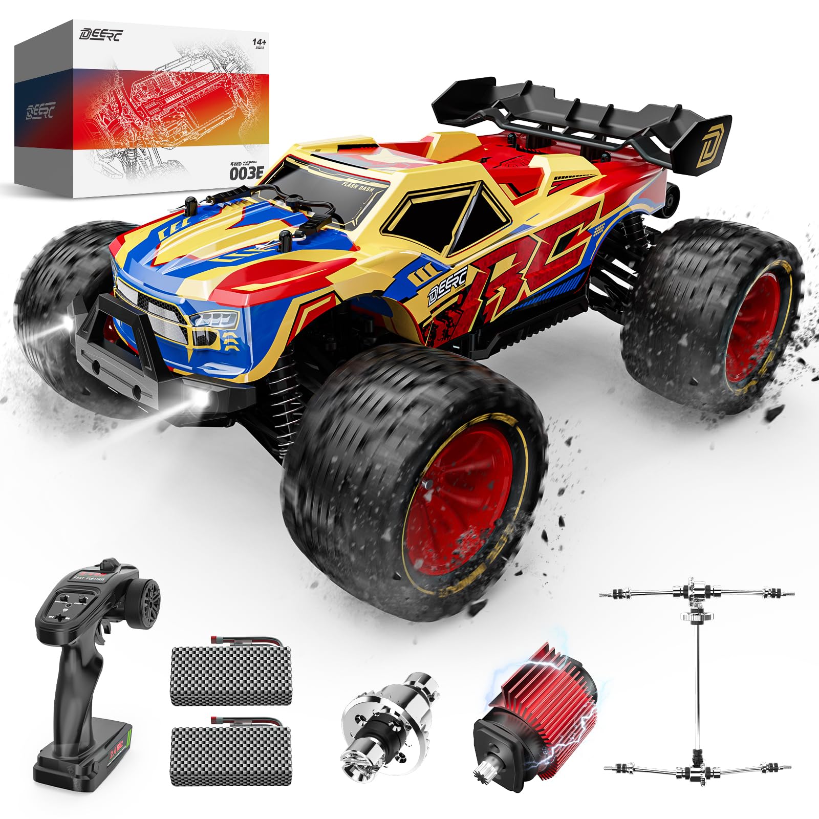 DEERC 1/14 Brushless Fast RC Cars for Adults Boys,Max 50KM/H High Speed ...