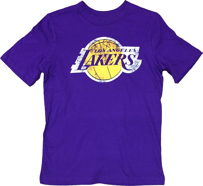 Amazon.com: Los Angeles Lakers Youth Purple Distressed Team Logo Tri ...