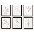 Amazon.com: Tuyashua Hand Drawn Minimalist Flowers Wall Art Prints Set of 6 (8×10inch), Modern ...