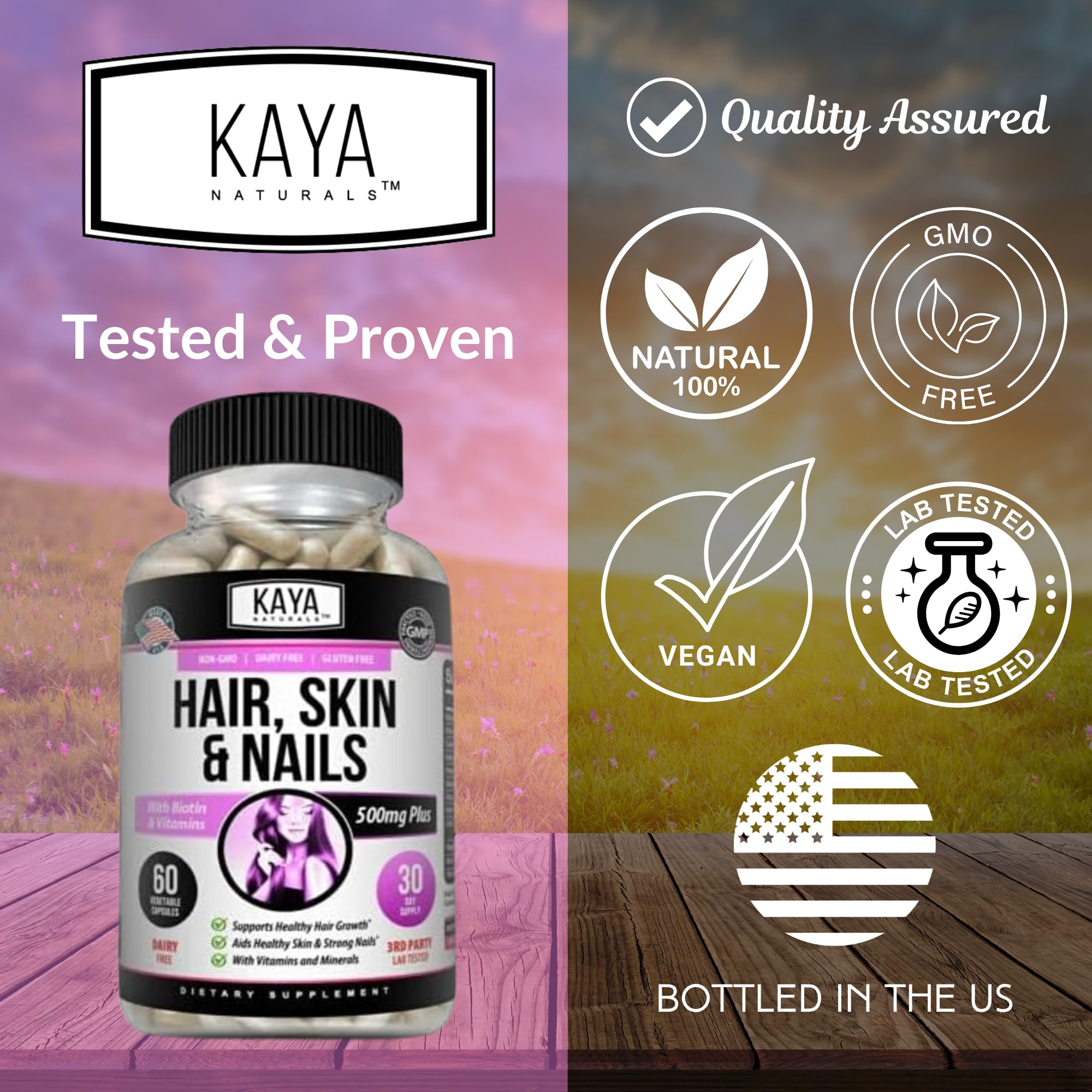 Mua Kaya Naturals Hair Skin Nail Capsules BIOTIN Vitamin D Vitamin B-12 ...