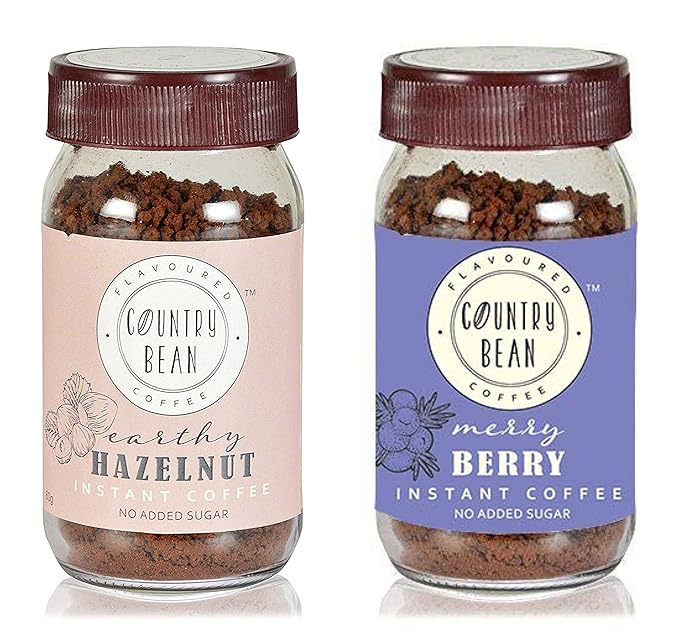 Country Bean Instant Coffee Powder with Hazelnut and Berry Flavours ...