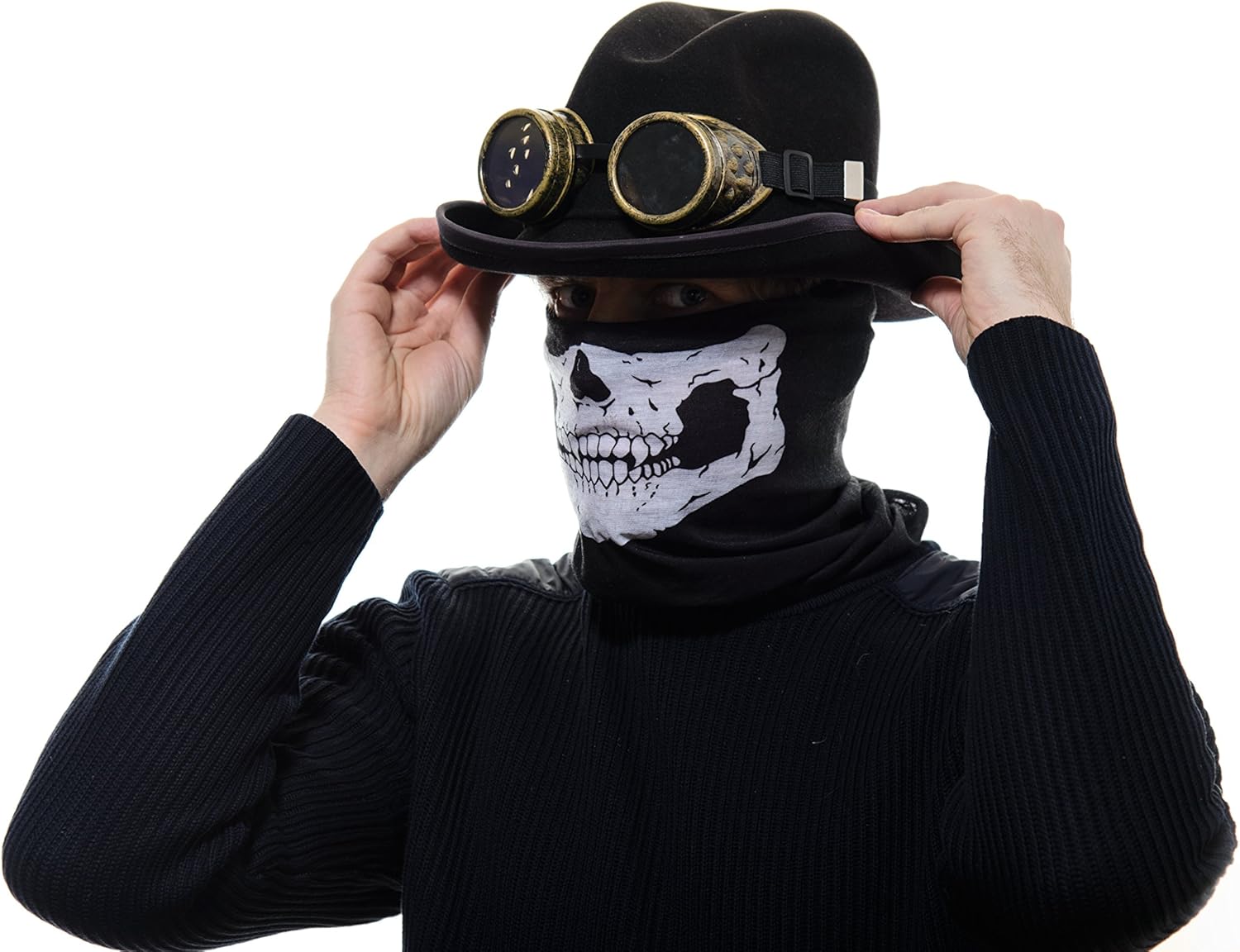 Half Skull Face Mask Motorcycle Face Mask Bandana Balaclava Headwear, 2 ...