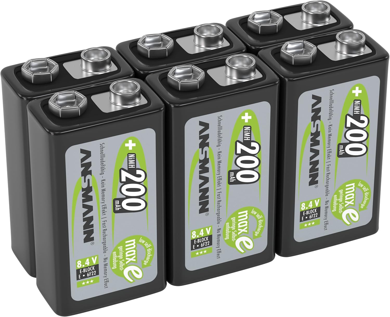 ANSMANN Akku 9V Block 200mAh NiMH 6 Stück mit: Amazon.de: Elektronik