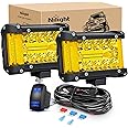 Amazon.com: Nilight Side Shooter LED Light Bar 2PCS 4.3Inch Triple Row Spot Flood Combo Yellow ...