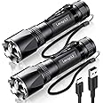 LETMY Rechargeable Flashlights High Lumens, 2 Pack S2000 Super Bright ...